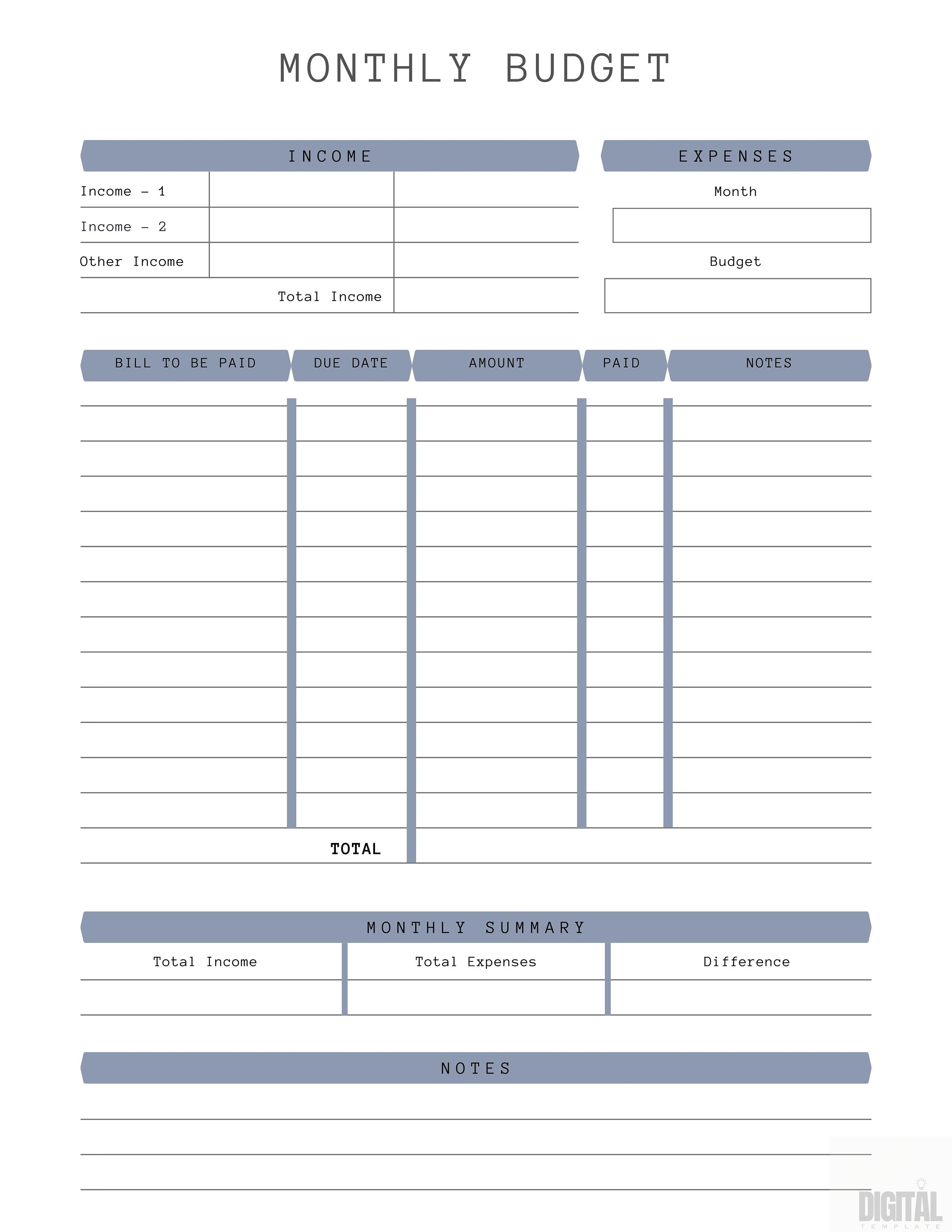 Minimalist Monthly Budget Planner Printable PDF - Etsy