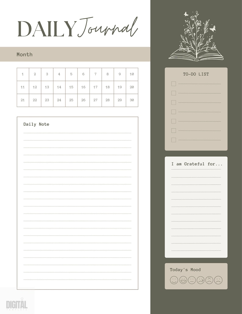 Daily Journal Template, To-do List, Organizer - Printable PDF - Etsy
