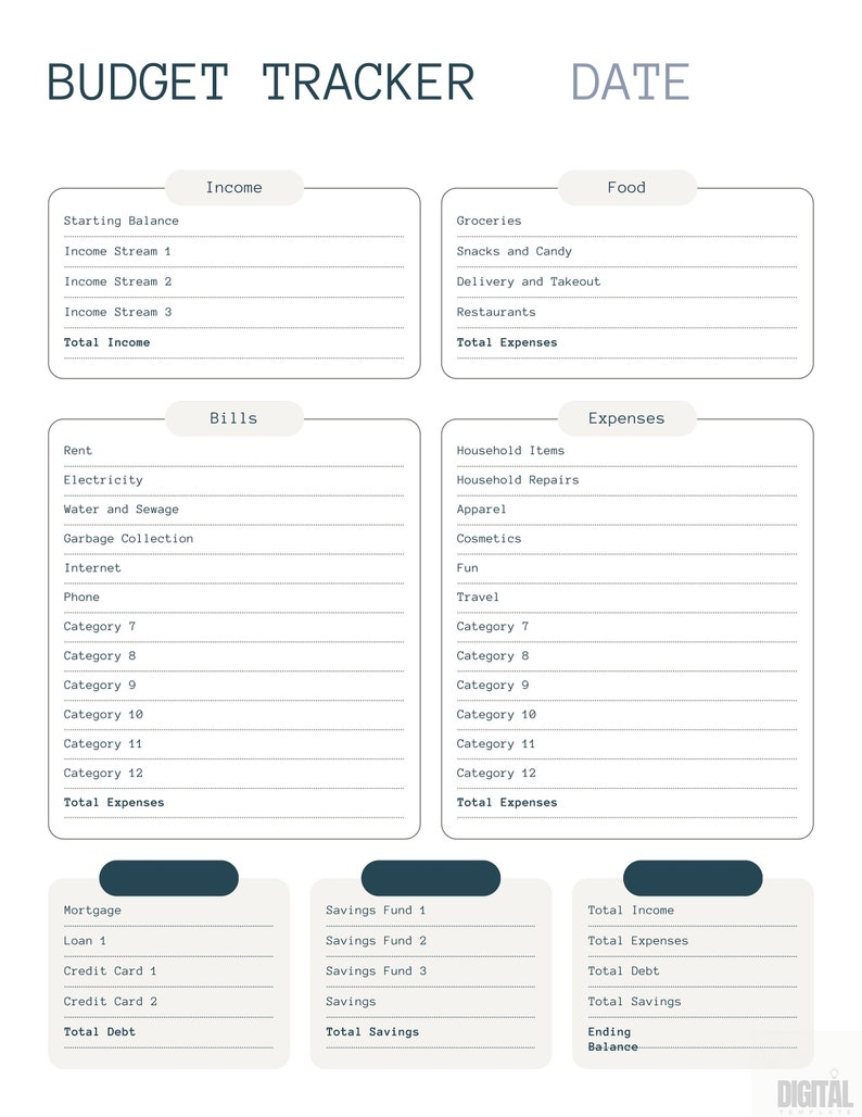 Monthly Budget Tracker Printable PDF - Etsy