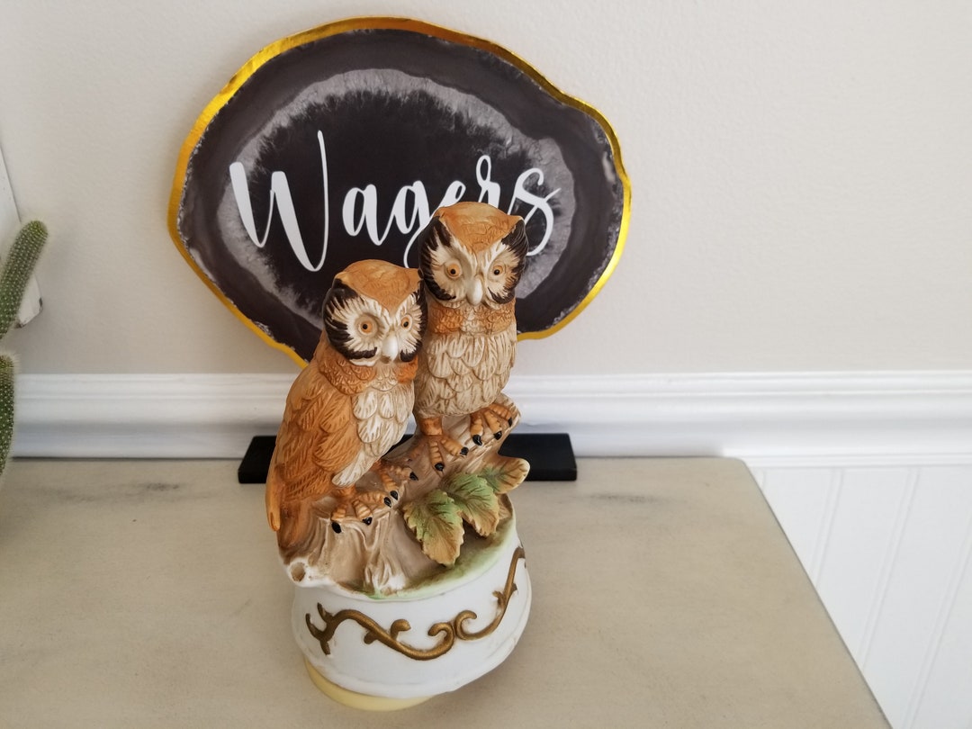 Vintage Ceramic Musical OWL Figurine - Etsy