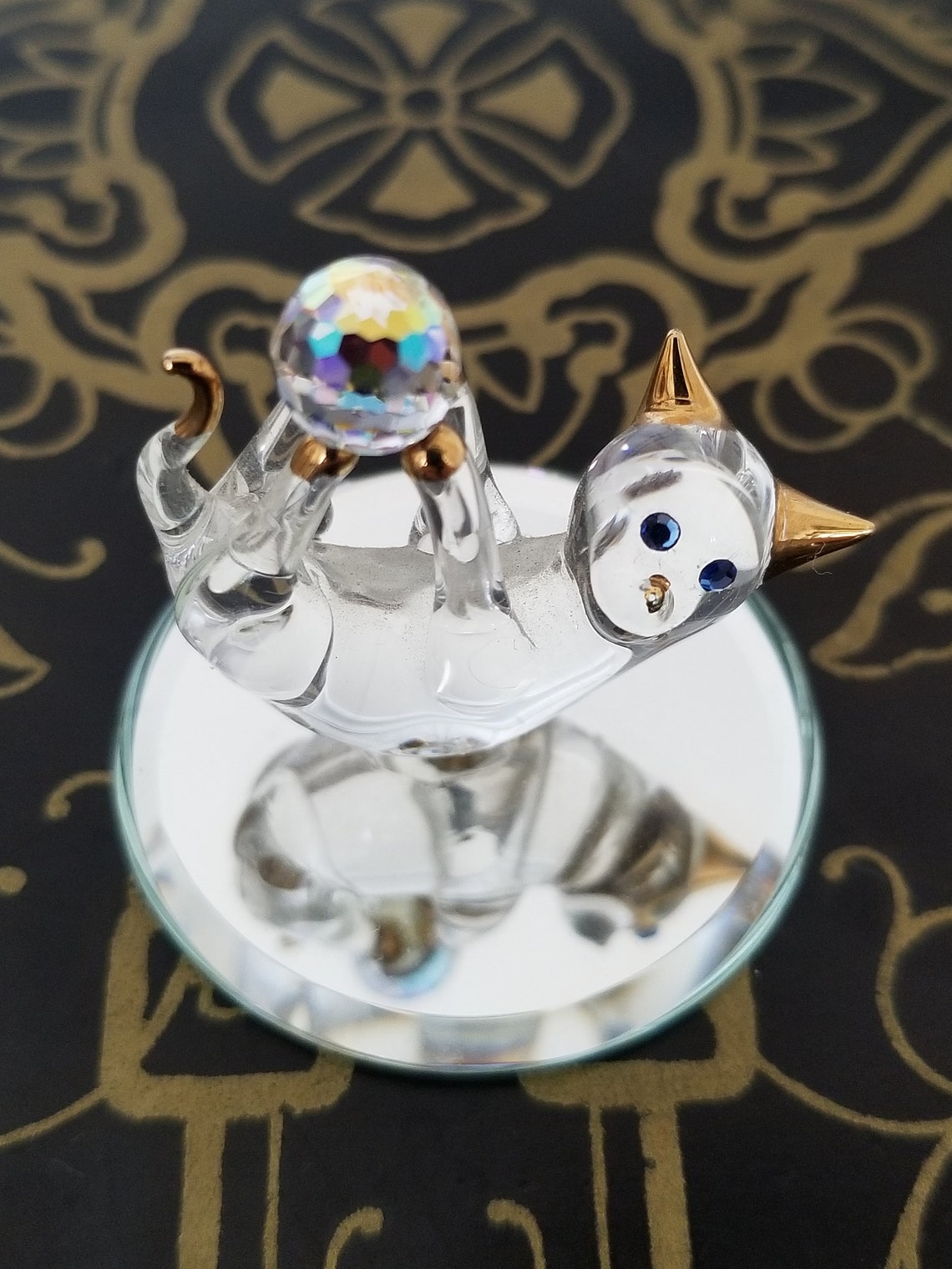 Glass Baron Cat Playing With a Sphere/glass Cat/vintage Cat - Etsy