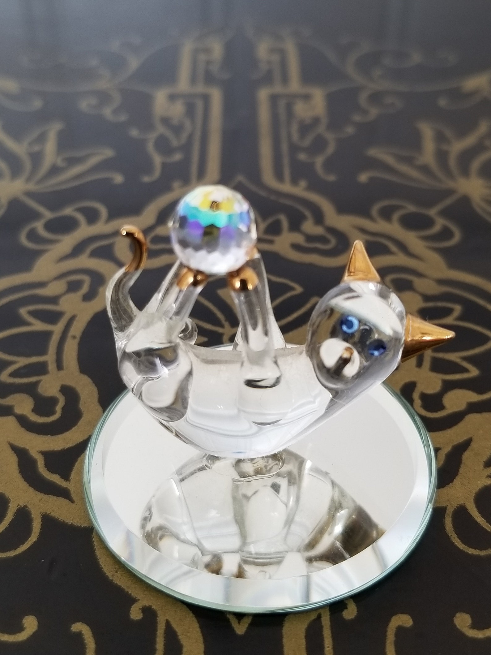 Glass Baron Cat Playing With a Sphere/glass Cat/vintage Cat - Etsy