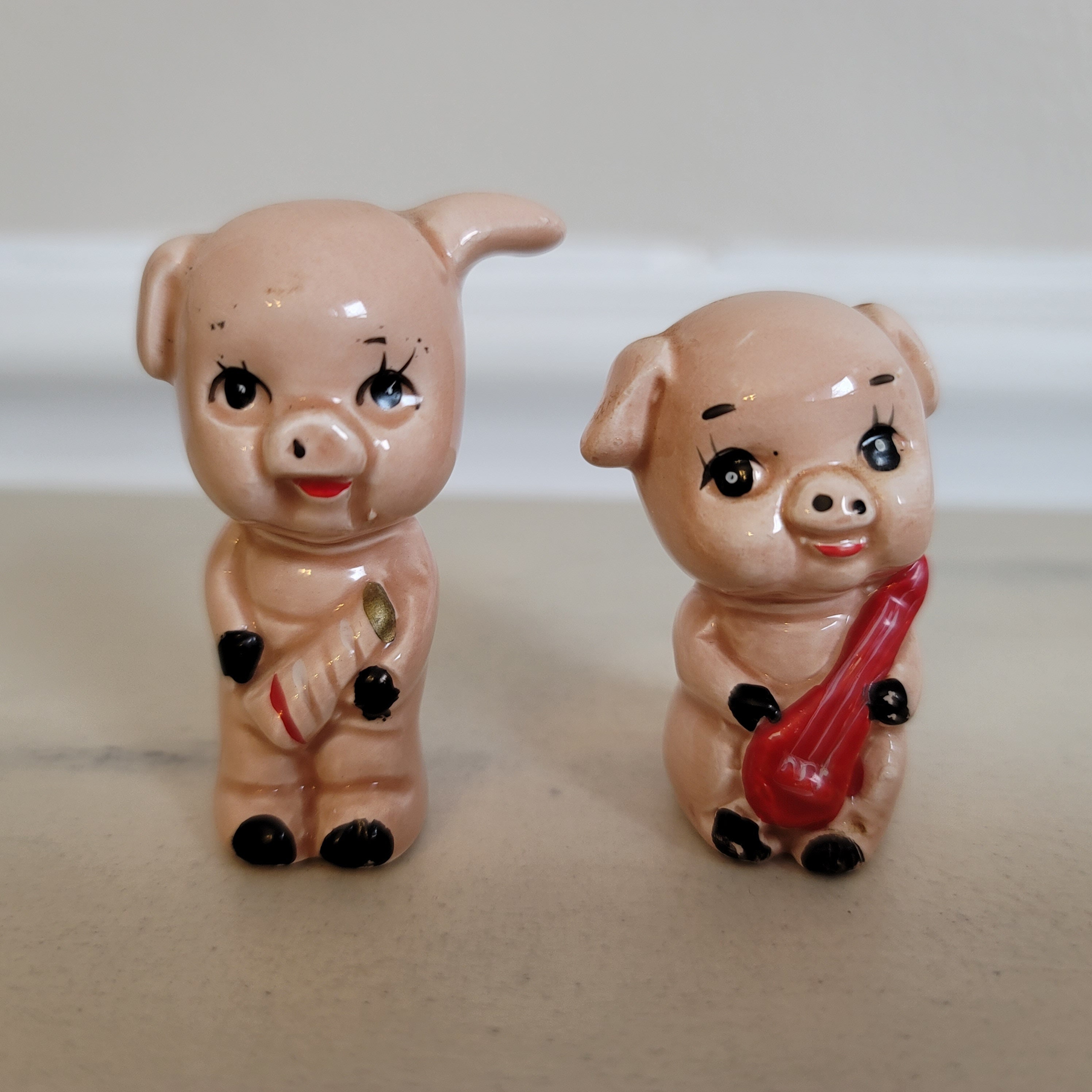 Vintage Pigs Playing Musical Instruments/ Pig Duo/ Circa 1950's 1960's ...