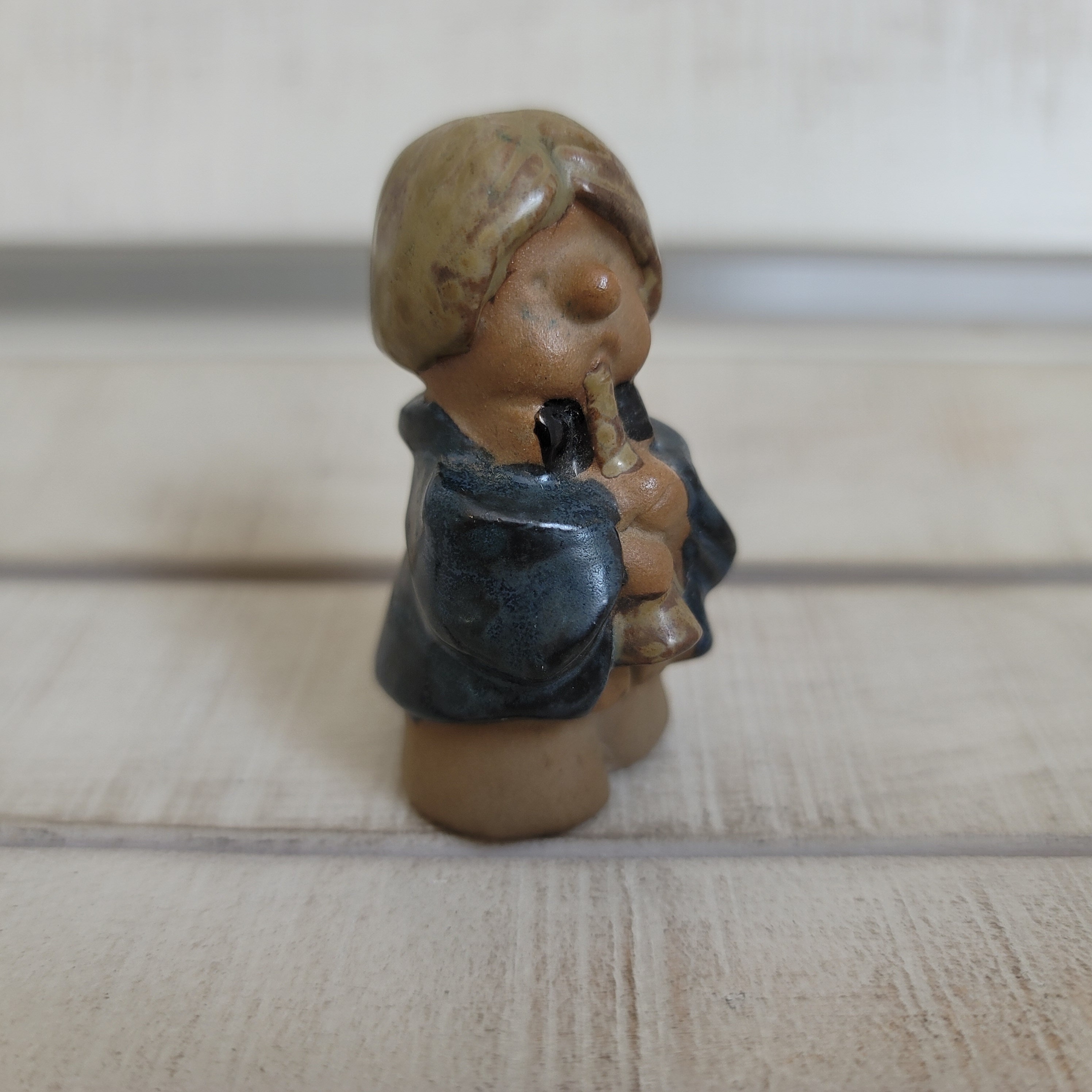 Vintage Miniature Pottery Figurine of Man Playing Horn/ Unusual Pottery ...