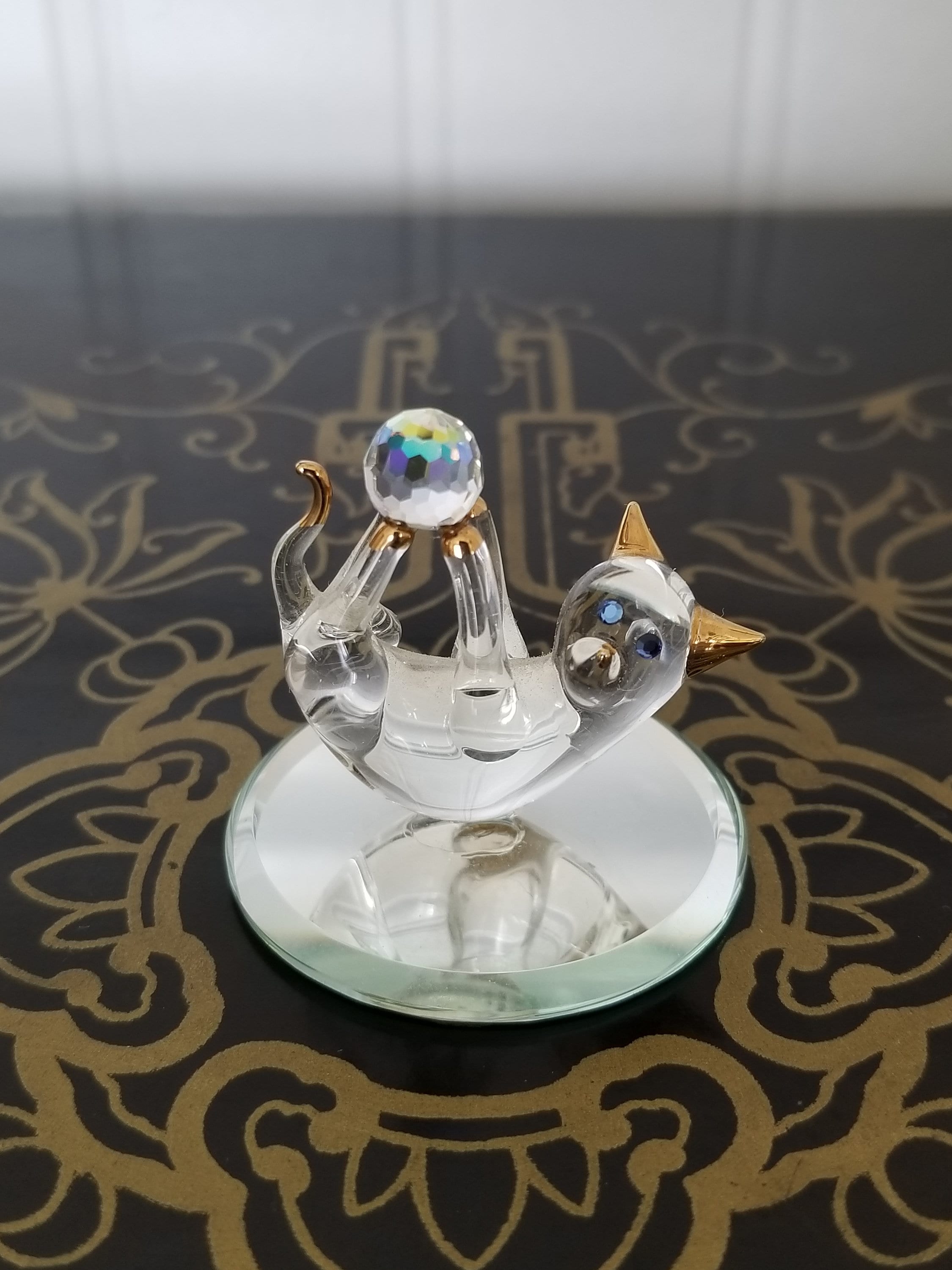 Glass Baron Cat Playing With a Sphere/glass Cat/vintage Cat - Etsy
