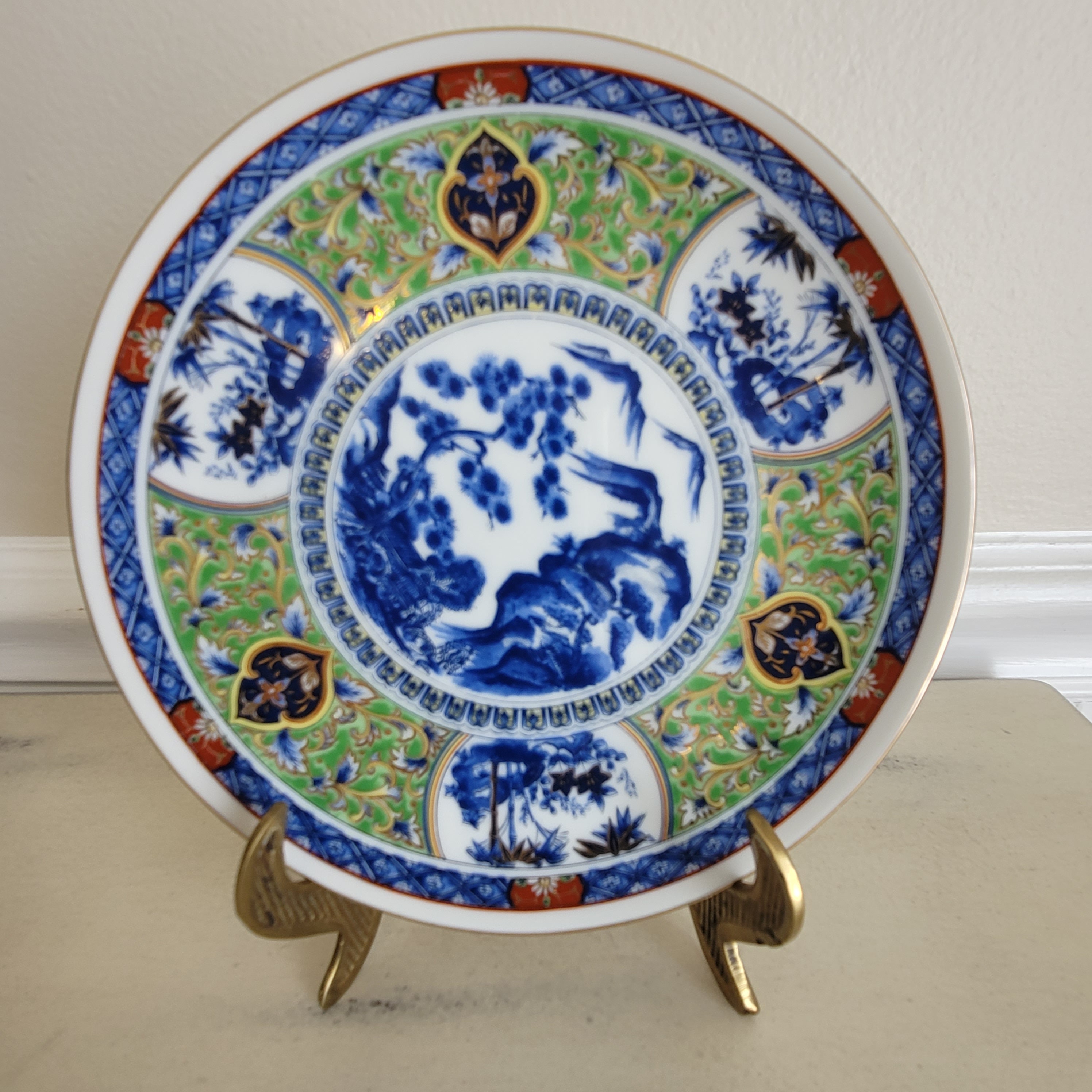 Vintage Japanese IMARI Ware Porcelain Plate Set / Colorful Hand Painted ...