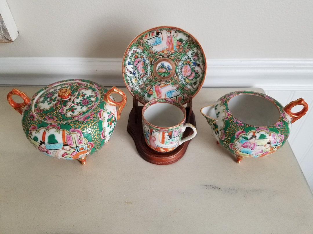 Beautiful Rose Medallion Tea Set Asian Tea Service Vintage Retro Tea ...