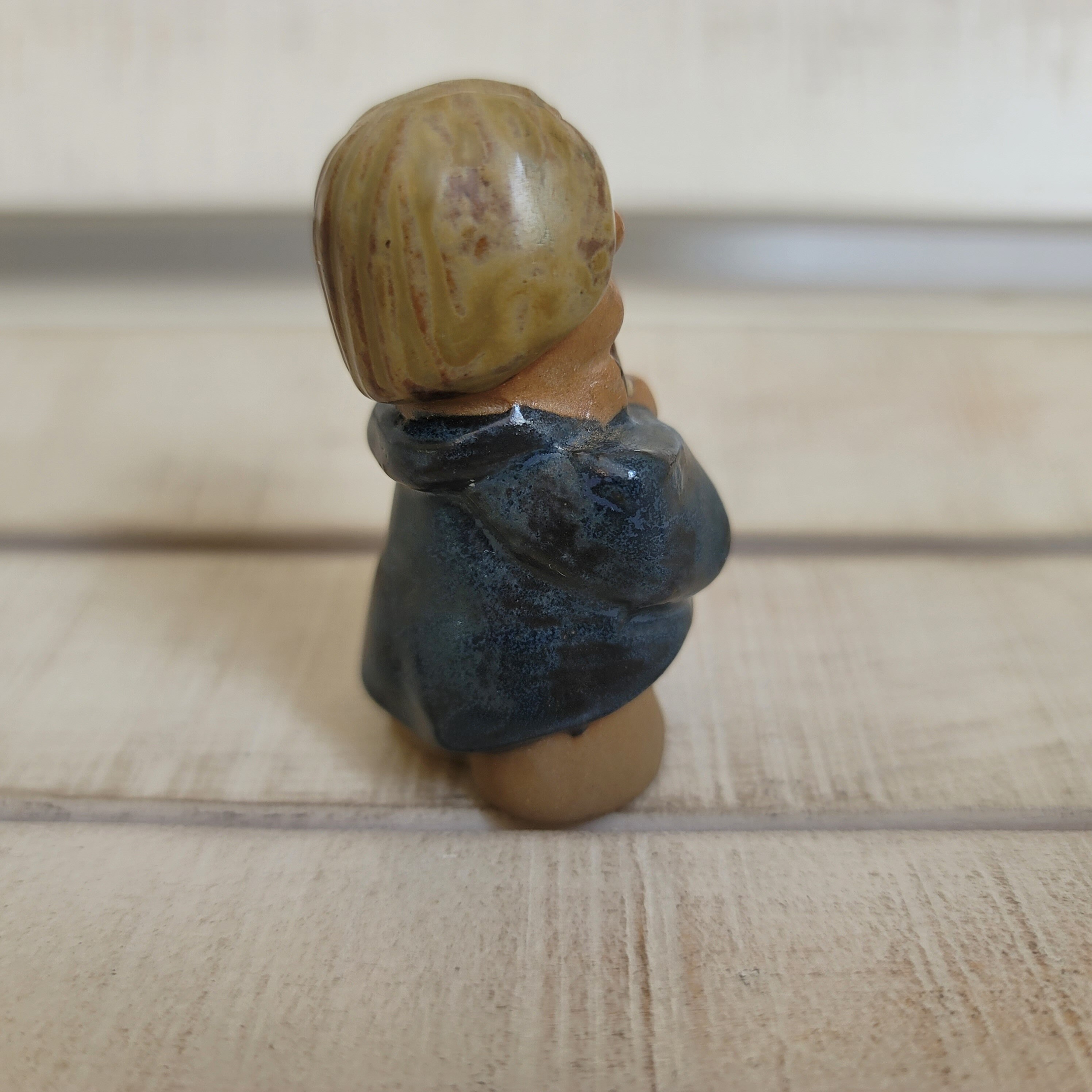 Vintage Miniature Pottery Figurine of Man Playing Horn/ Unusual Pottery ...