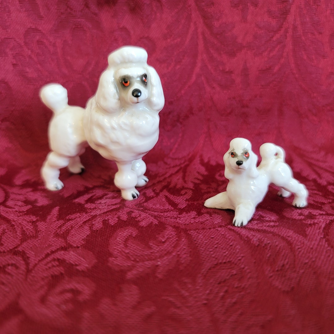 Vintage White Miniature Poodles - White Bone China French White Mother ...
