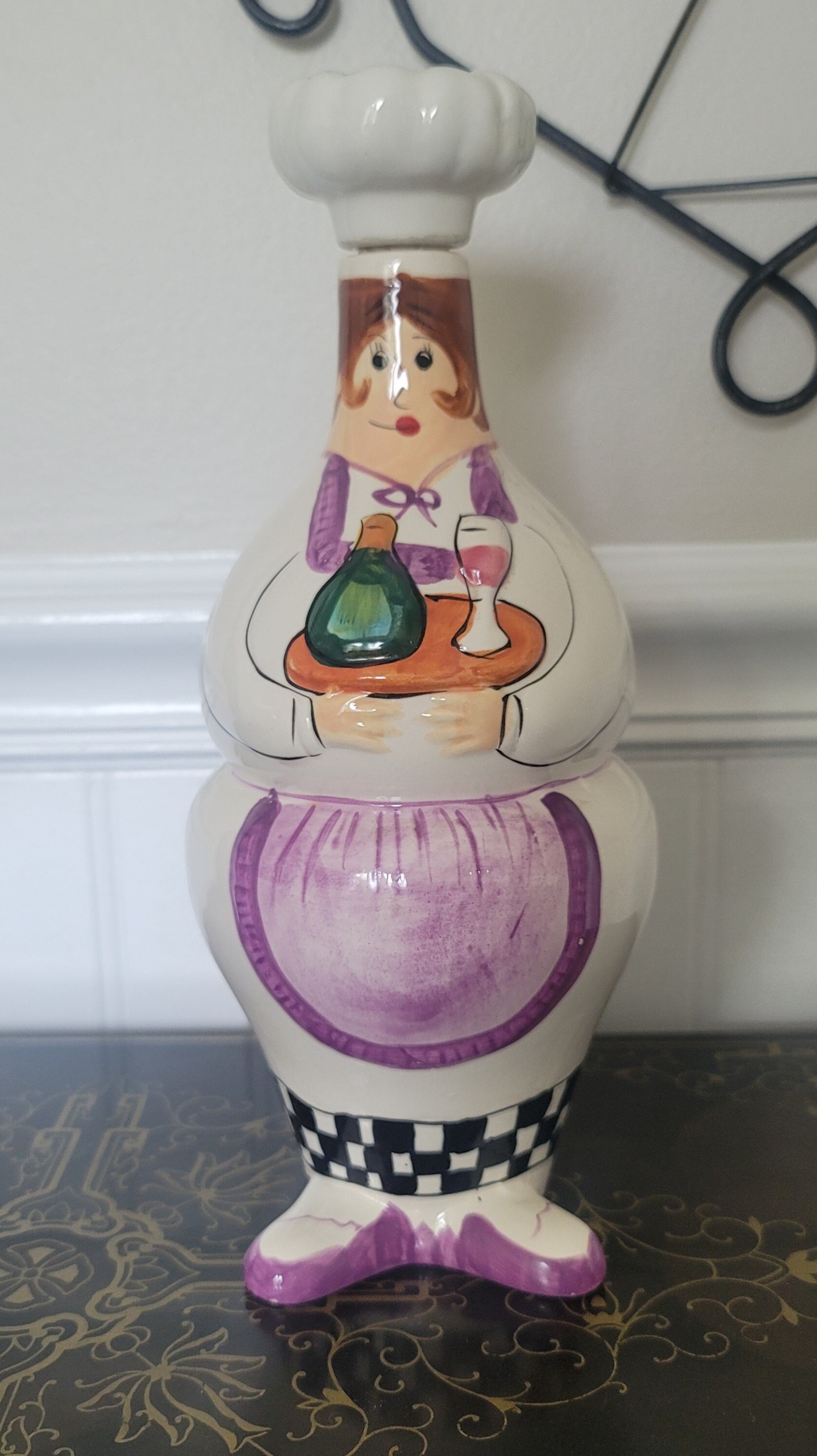 TRISA Ceramic Lady-chef Shaped Salad Dressing Bottle With Cover & Cork ...