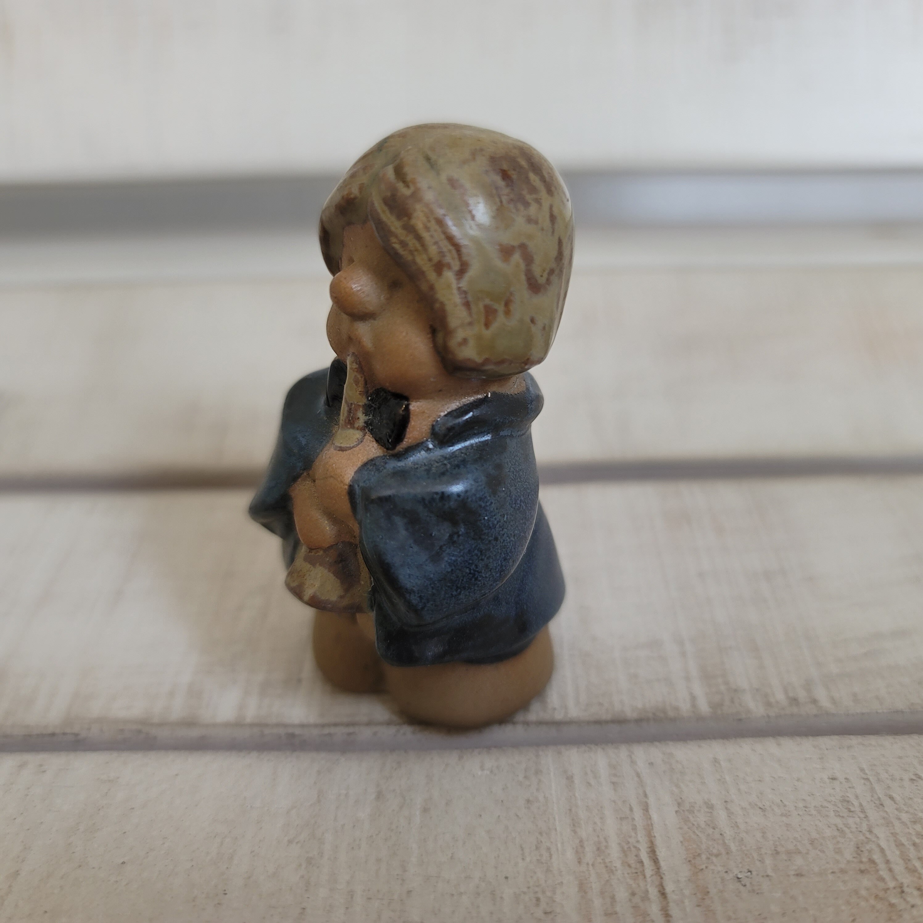 Vintage Miniature Pottery Figurine of Man Playing Horn/ Unusual Pottery ...