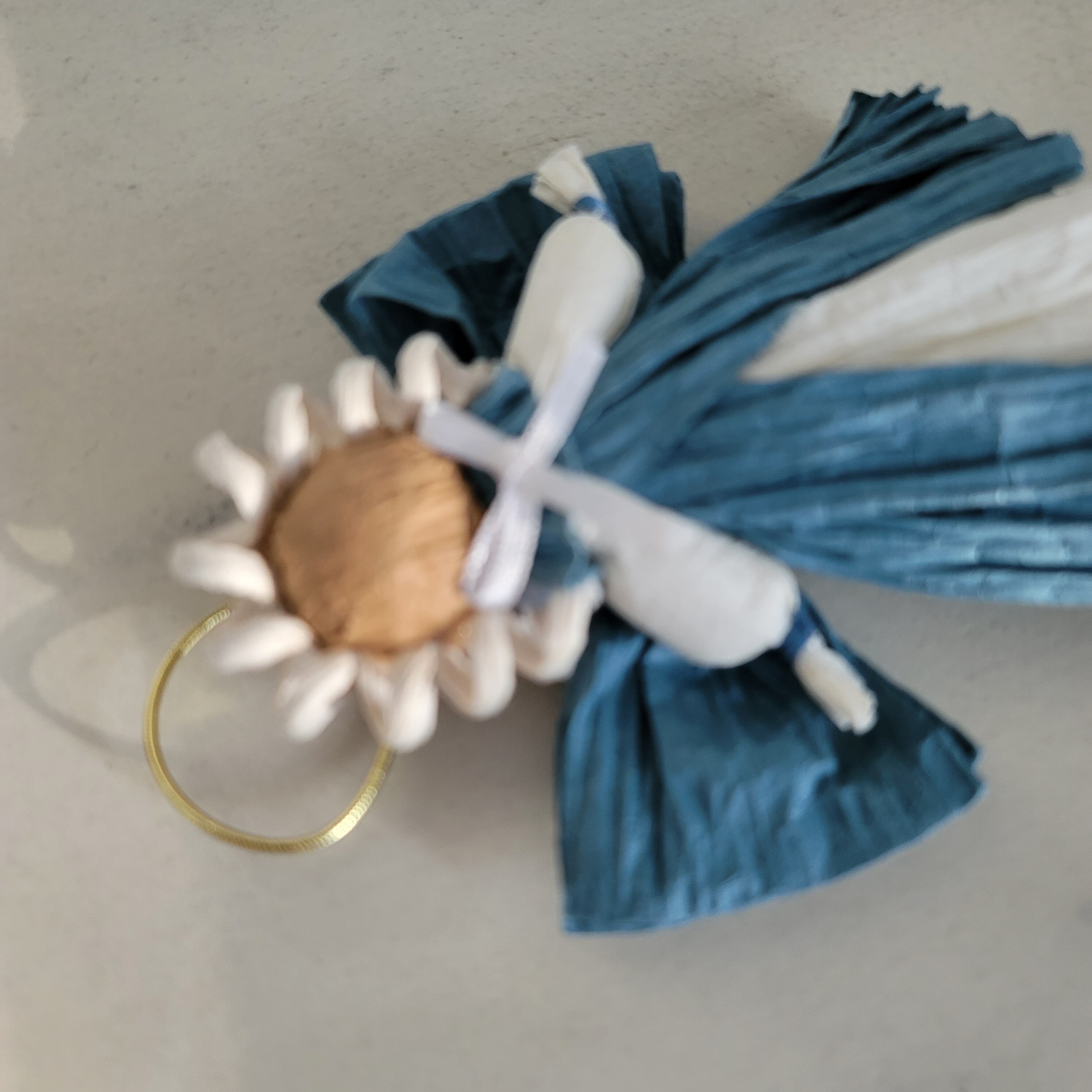 Vintage Crepe Paper Angel Ornament/ Handmade Angel Ornament/ Blue and ...