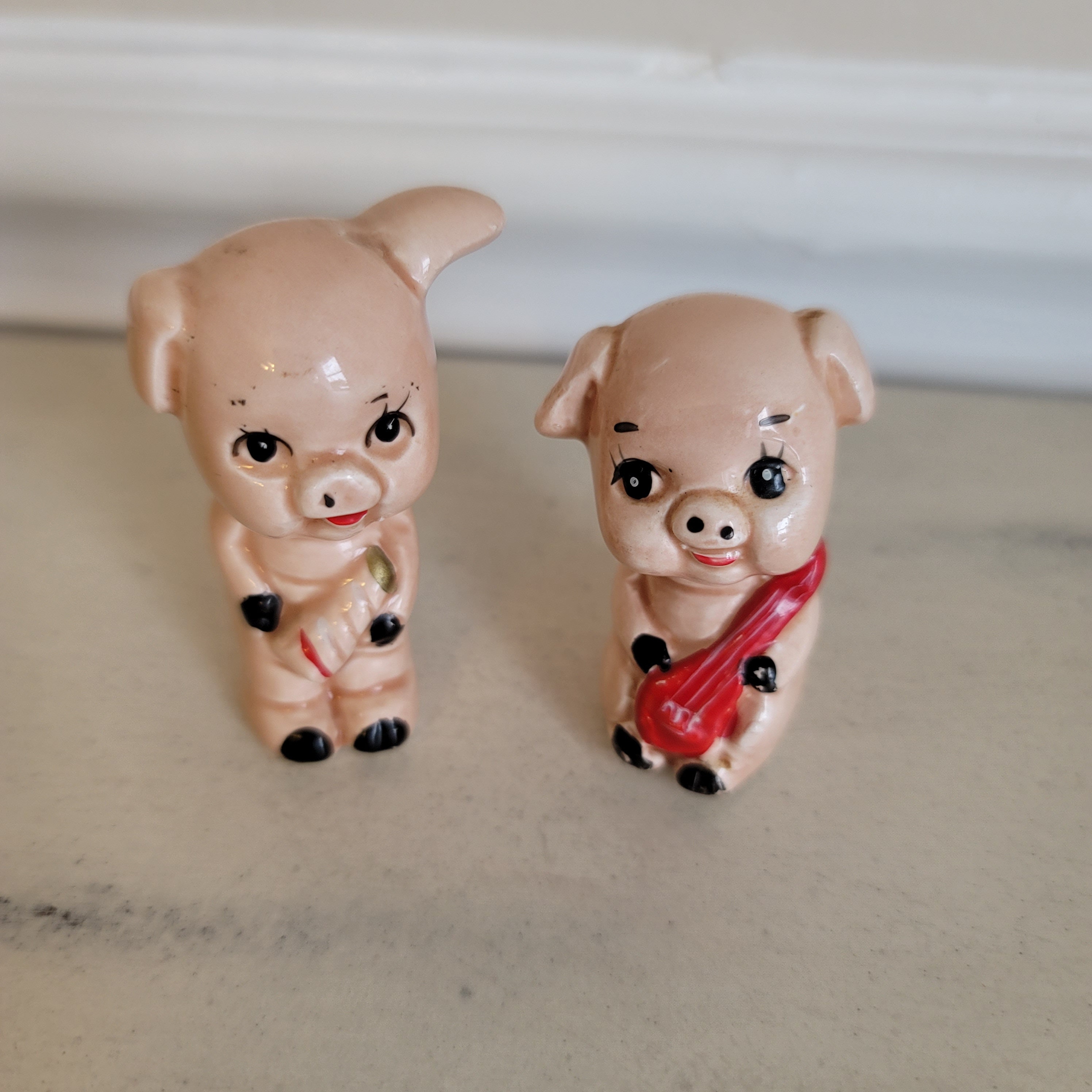 Vintage Pigs Playing Musical Instruments/ Pig Duo/ Circa 1950's 1960's ...