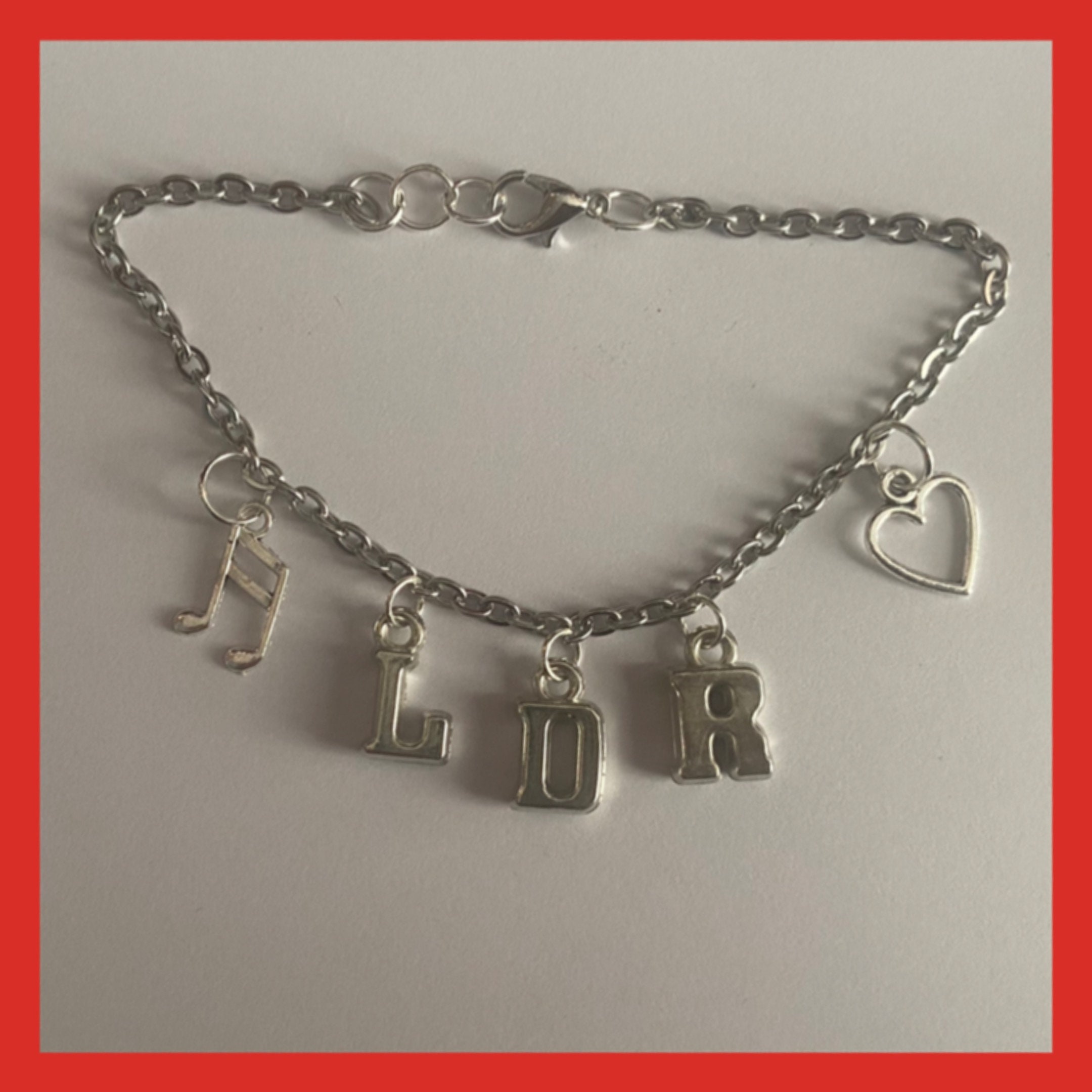Lana Del Rey Inspired Bracelet, Silver Chain, Heart Charm, Music Note ...