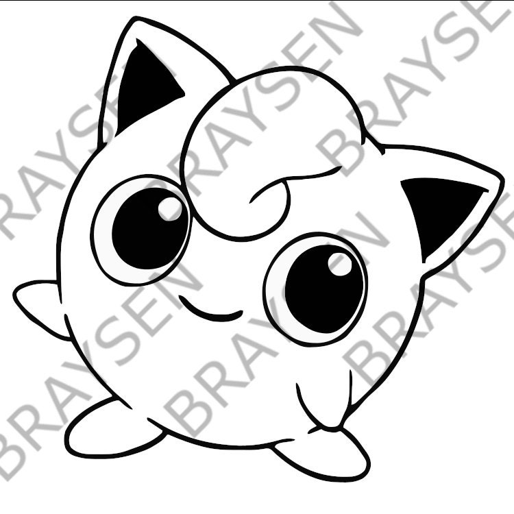 Jigglypuff Outline SVG PNG - Etsy Canada