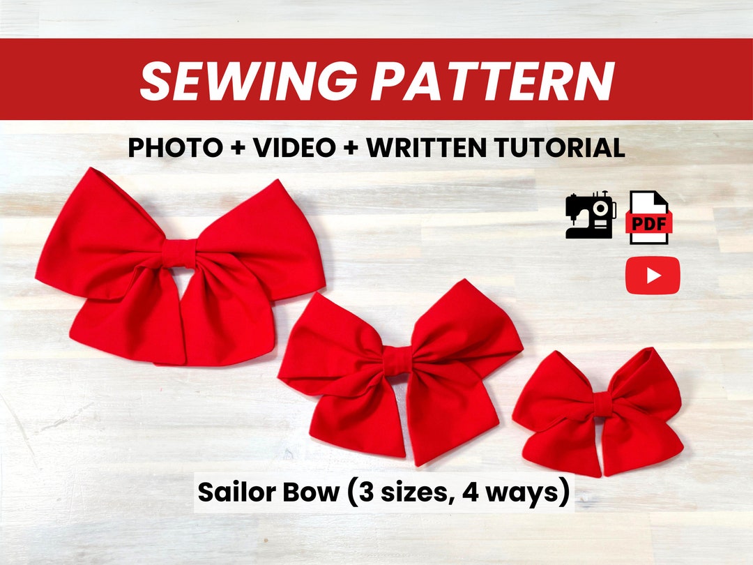 3 Sizes! Sailor Bow PDF Sewing Pattern for Adjustable Bow Tie, Hair ...