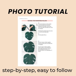 Monstera Leaf Pillow Plush Cushion Sewing Pattern + Photo Tutorial, PDF ...
