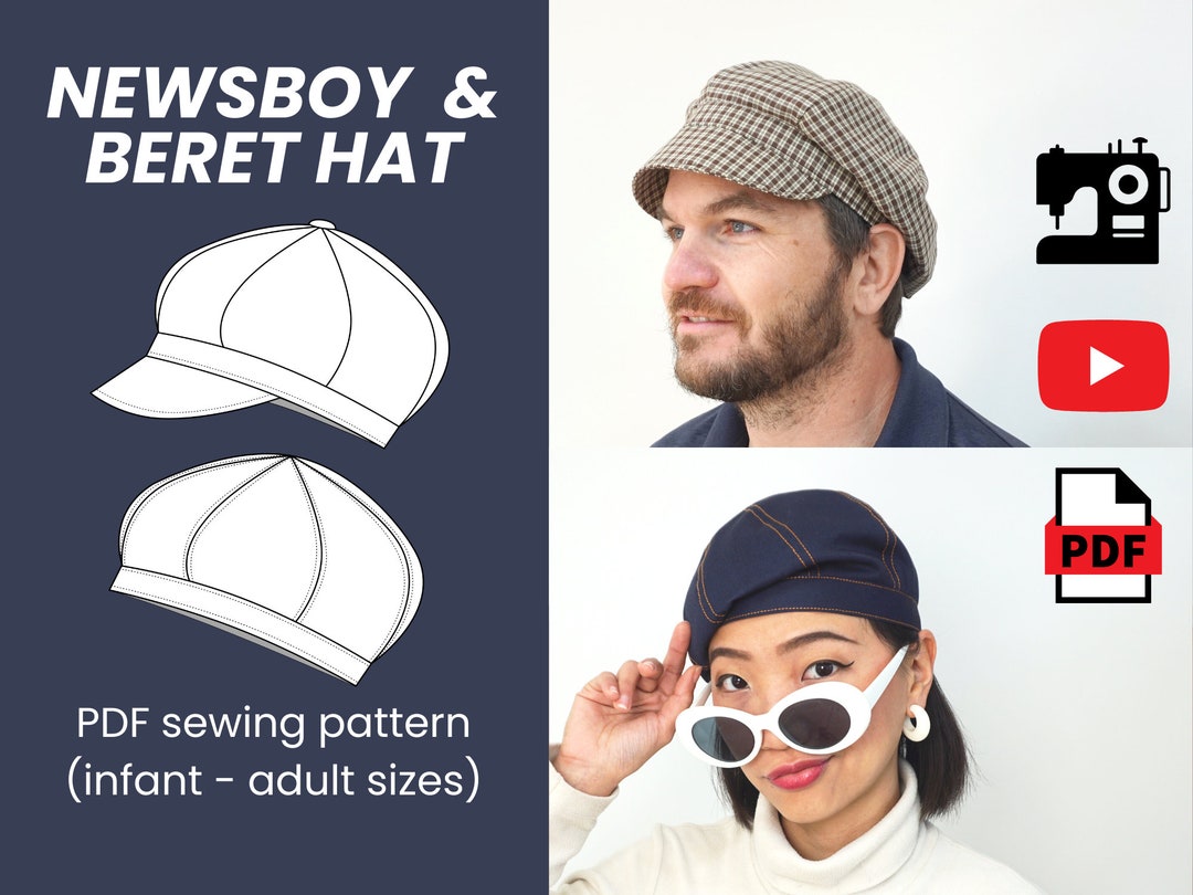 Newsboy Beret Hat Sewing Pattern: Child to Adult Sizes (PDF Pattern) - Etsy