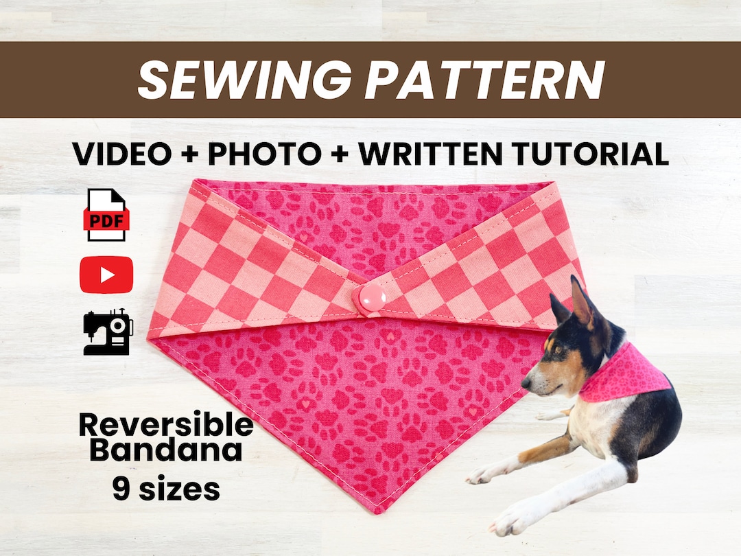 Dog Bandana Reversible Snap Closure Easy PDF Sewing Pattern, Photo ...