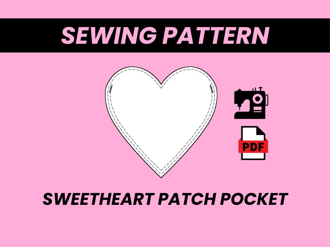 Heart Patch Pocket Sewing Pattern: 6 Sizes, Photo Tutorial (PDF ...