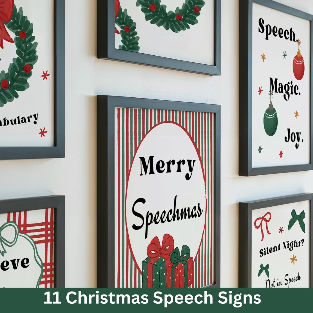 Christmas Speech Wall Art for SLP Gift Holiday Speech Therapy Clinic ...