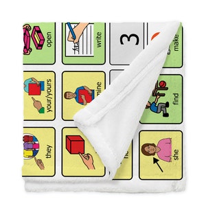AAC Core Vocabulary Blanket With AAC Core Board Throw for SLP Gift for ...