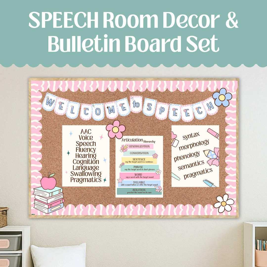 Pastel Speech Room Bulletin Board Set With Speech Therapy Posters ...