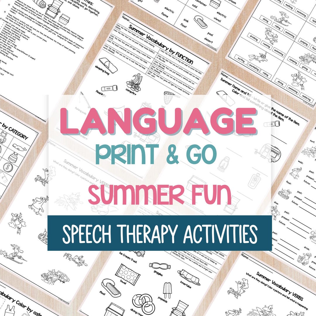 Summer Receptive Language Worksheet Categories SLP Resources Expressive ...