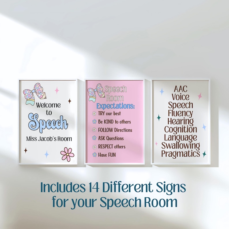 Retro Pastel Speech Therapy Sign Poster for SLP Decoration Wall Art ...