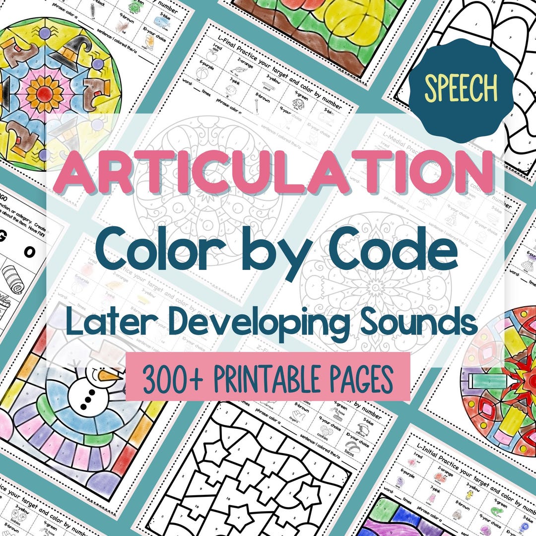 Color by Code Articulation Activity for Speech Therapy Later Developing ...