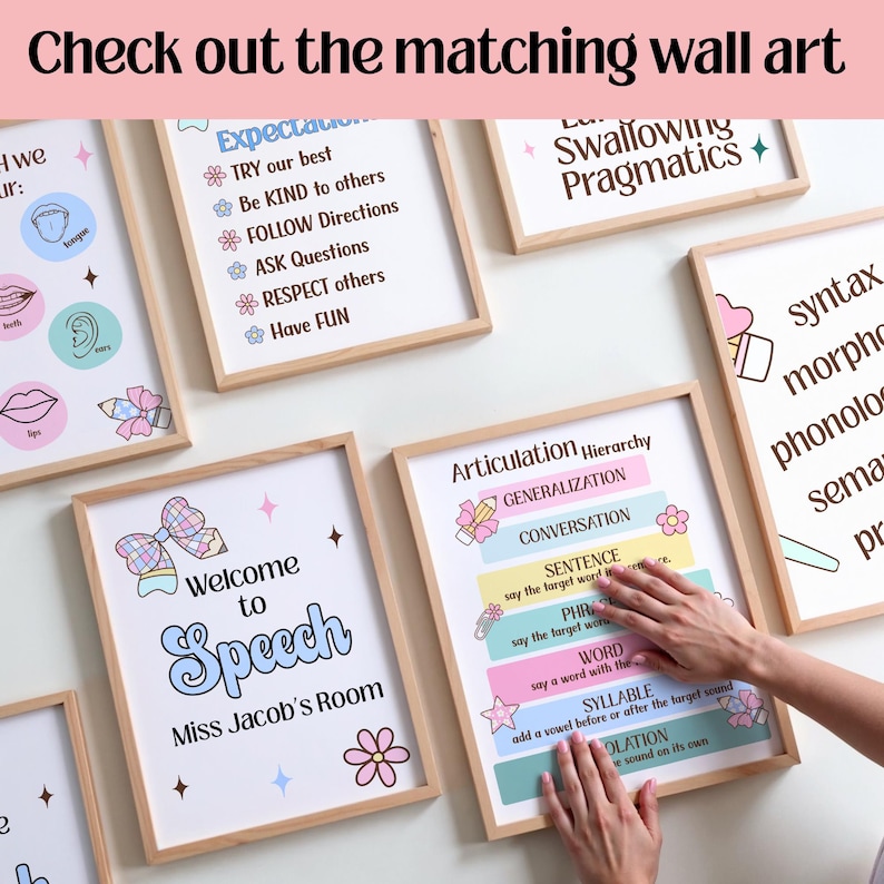 Pastel Speech Bulletin Board Kit for Boho SLP Room Decorations for ...