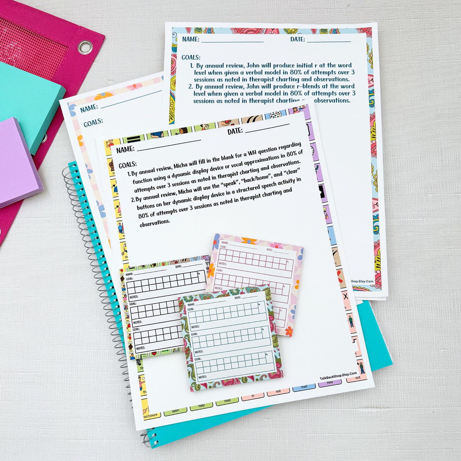 Speech Therapy Sticky Note SLP Data Collection Progress Monitoring Note ...