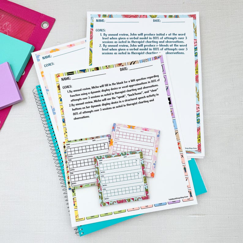 Speech Therapy Sticky Note SLP Data Collection Progress Monitoring Note ...