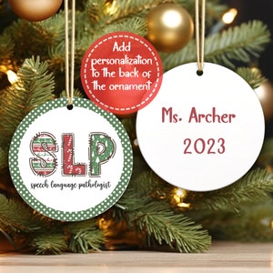 Personalized SLP Ornament for Speech Pathologist Christmas Gift for ...