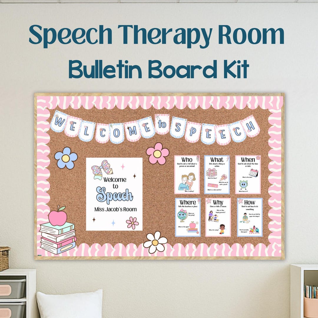 Pastel Speech Bulletin Board Kit for Boho SLP Room Decorations for ...