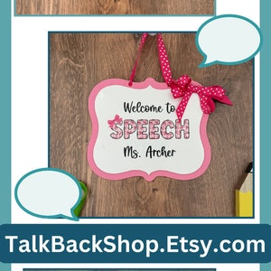 Pink Speech Room Sign for SLP Decor for Speech Therapist Door Sign for ...