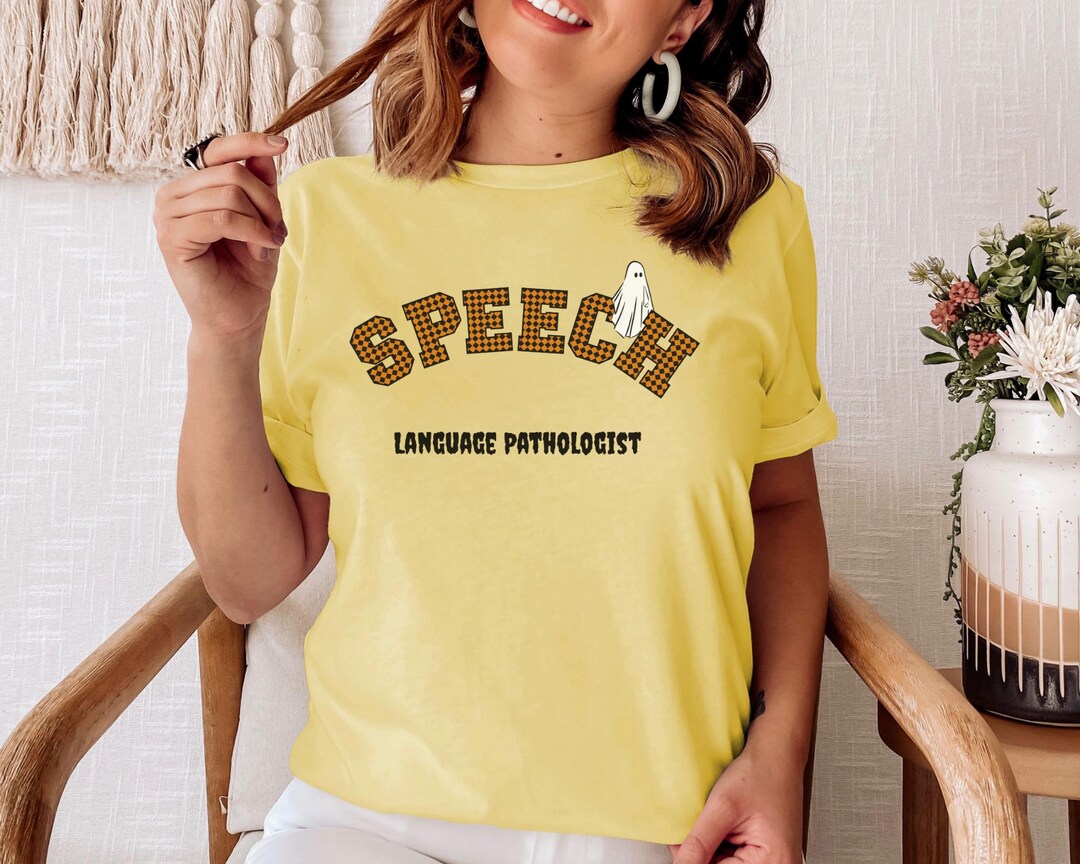 Spooky Speech Therapy Halloween SLP Shirt Design Ghost Pattern Top ...