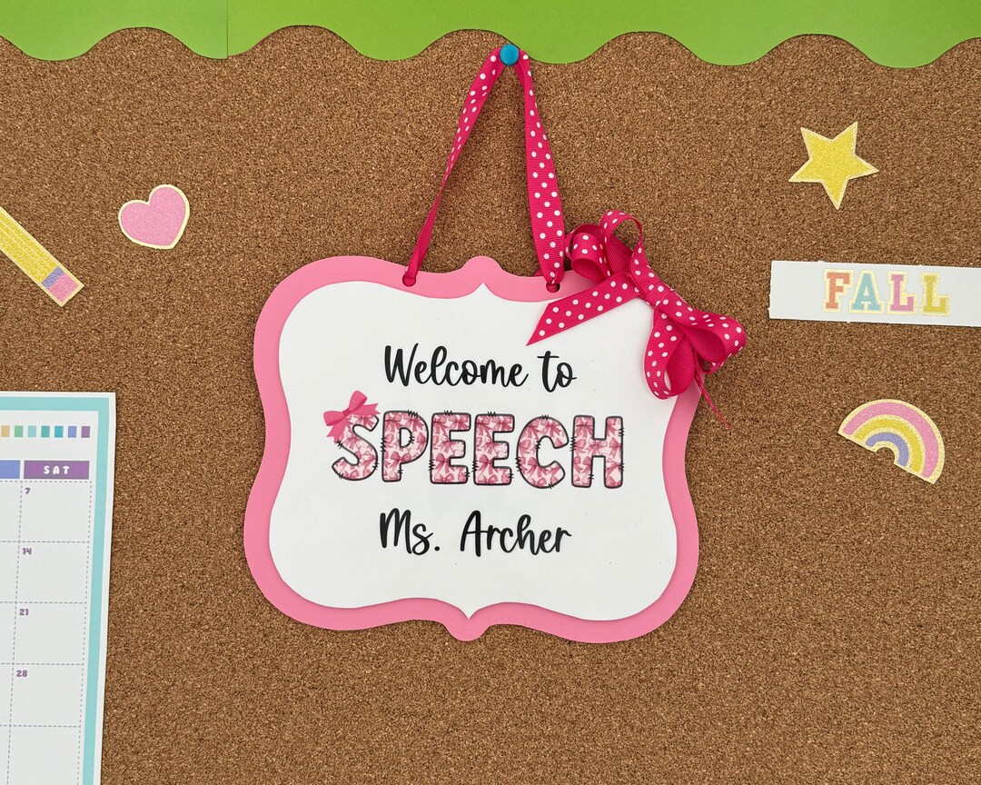 Pink Speech Room Sign for SLP Decor for Speech Therapist Door Sign for ...