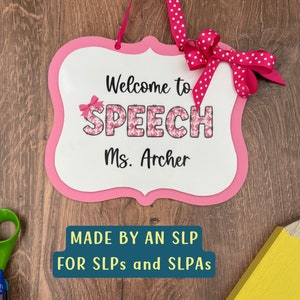 Pink Speech Room Sign for SLP Decor for Speech Therapist Door Sign for ...