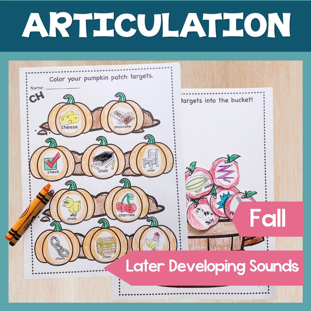 Fall Articulation Activities for Speech Therapy Autumn Later Developing ...