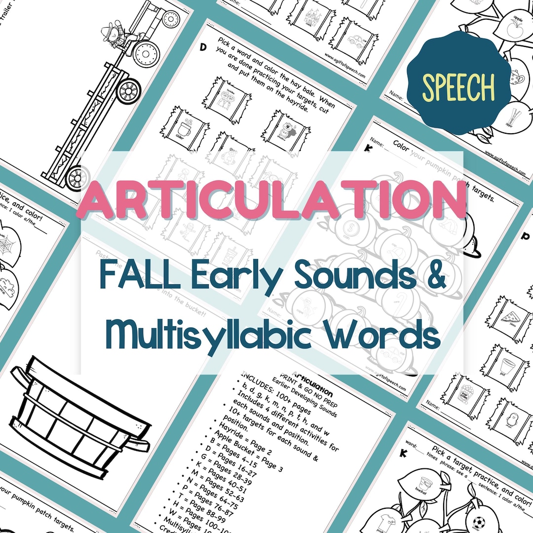 Fall Speech Therapy Articulation Printable Early Developing Sounds ...