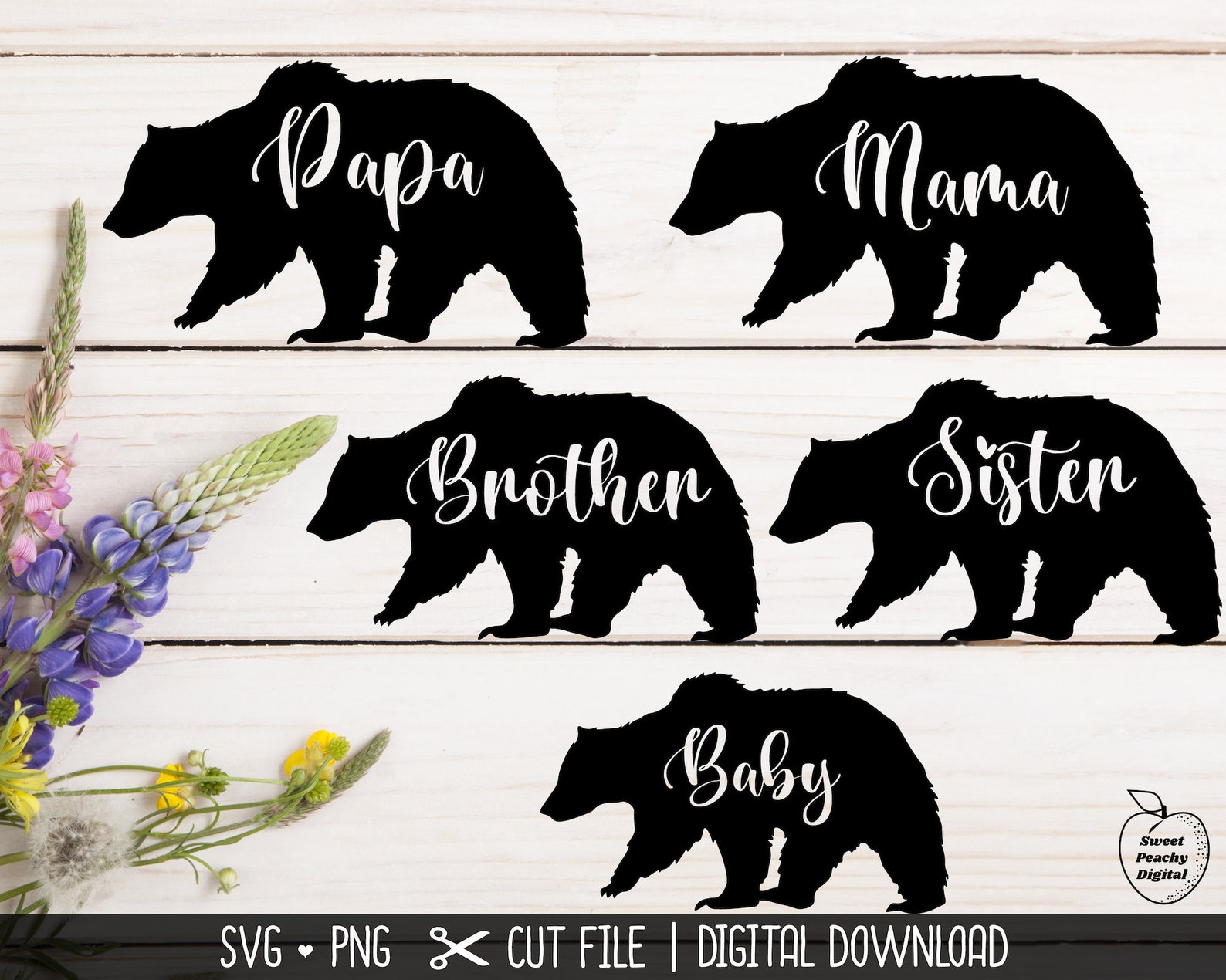 Bear Family SVG Bundle, Mamabear Svg, Papa Bear Svg, Brother Bear ...