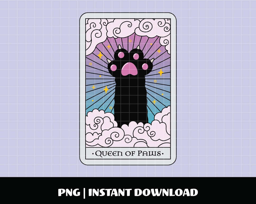 Queen of Paws Cat Tarot Card PNG Digital Download - Etsy