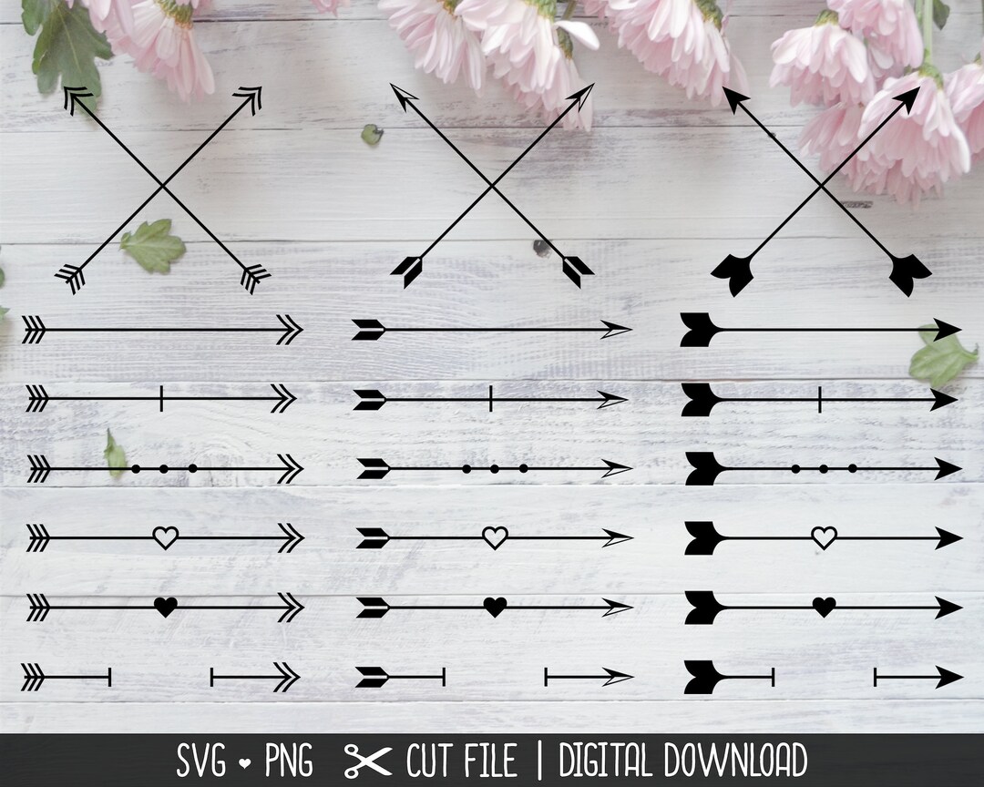 Arrow SVG Bundle, Boho Arrow SVG, Heart Arrow SVG, Arrow Cut File, Instant Download, Arrow ...