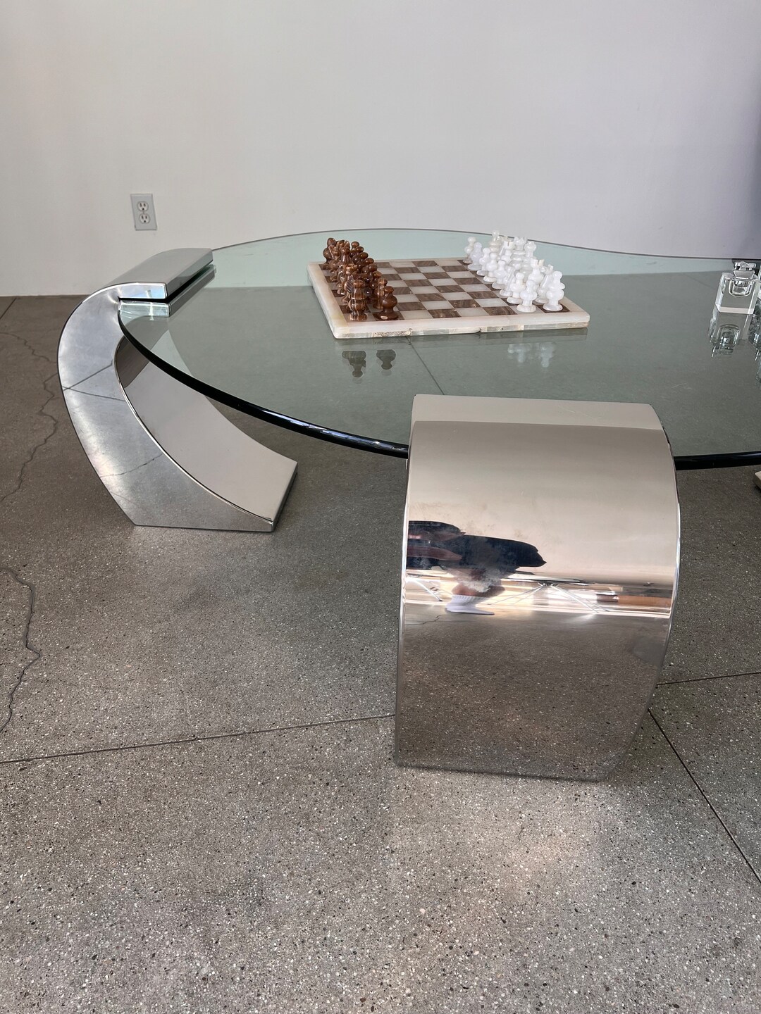Karl Springer Style Coffee Table / Chrome / Glass - Etsy