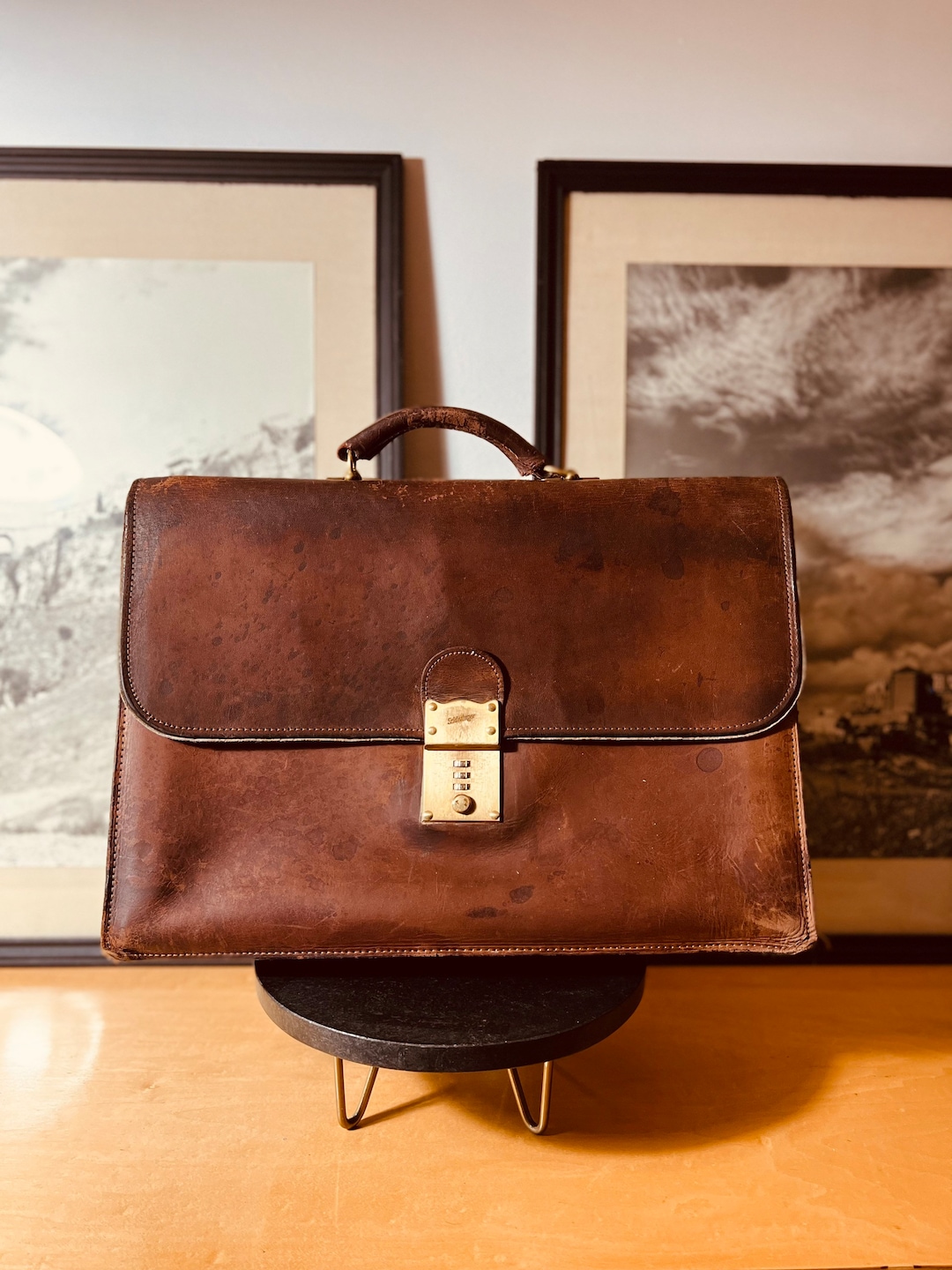 Vintage Brown Leather Briefcase / Schlesinger Soft Case - Etsy