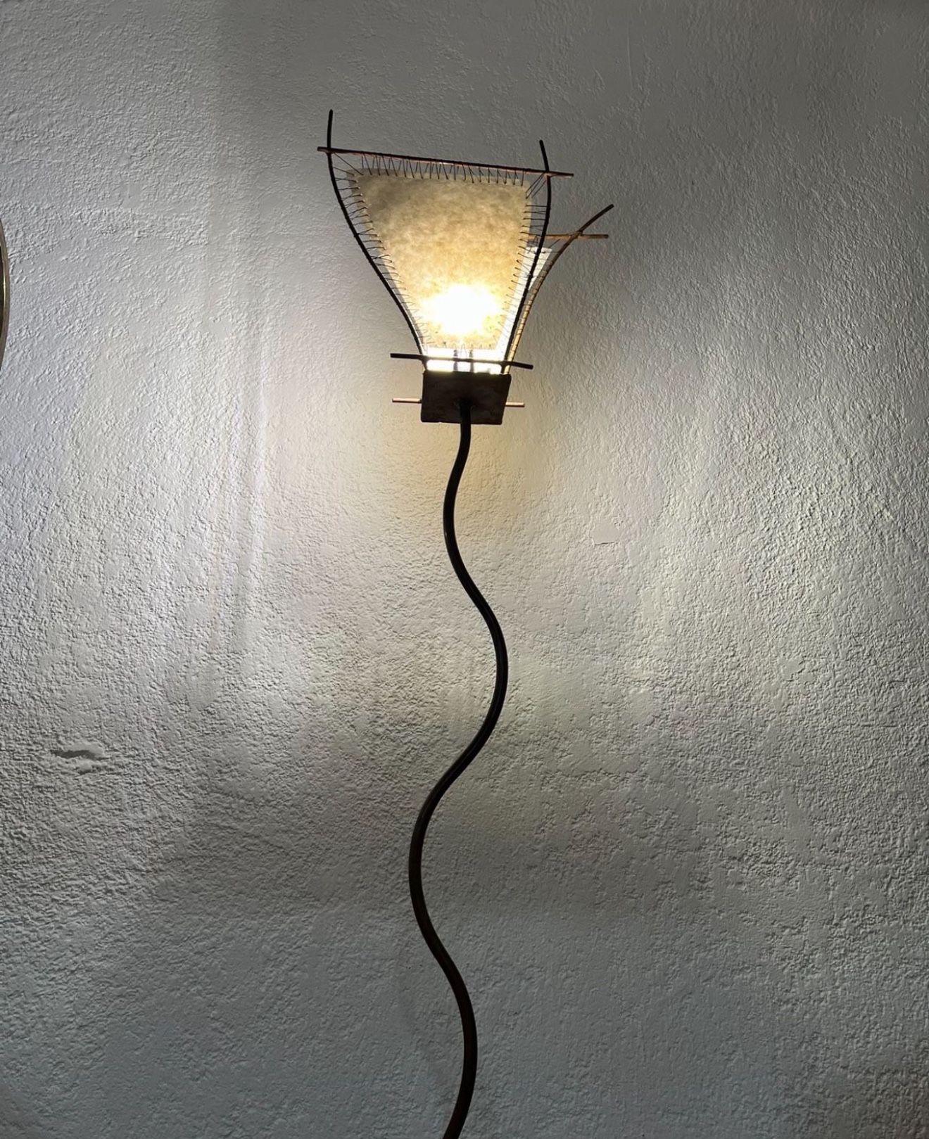 Vintage Rustic Floor Lamp / Metal and Linen Paper / Unique Lighting - Etsy