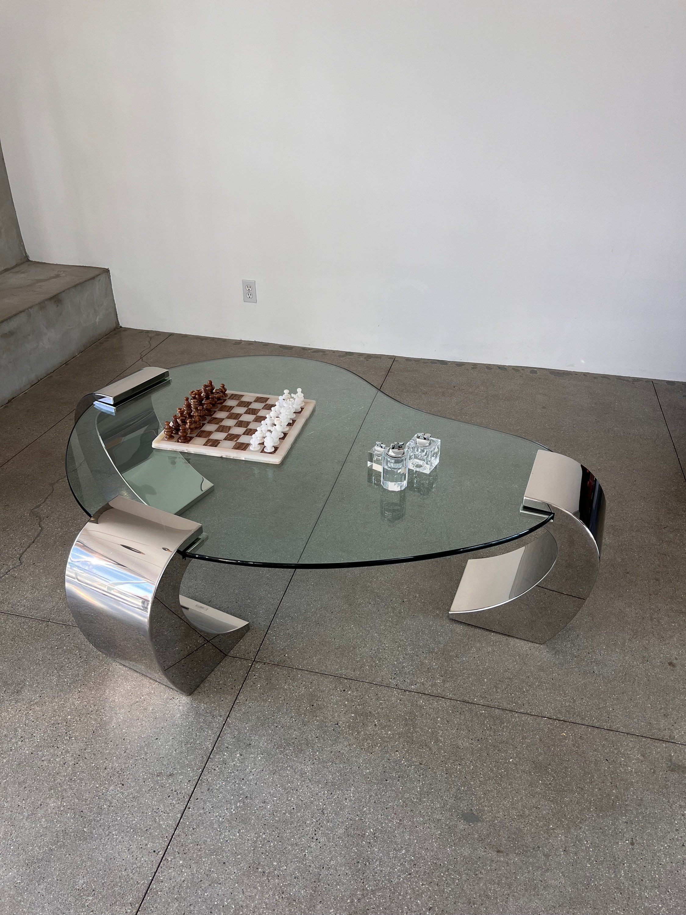 Karl Springer Style Coffee Table / Chrome / Glass - Etsy