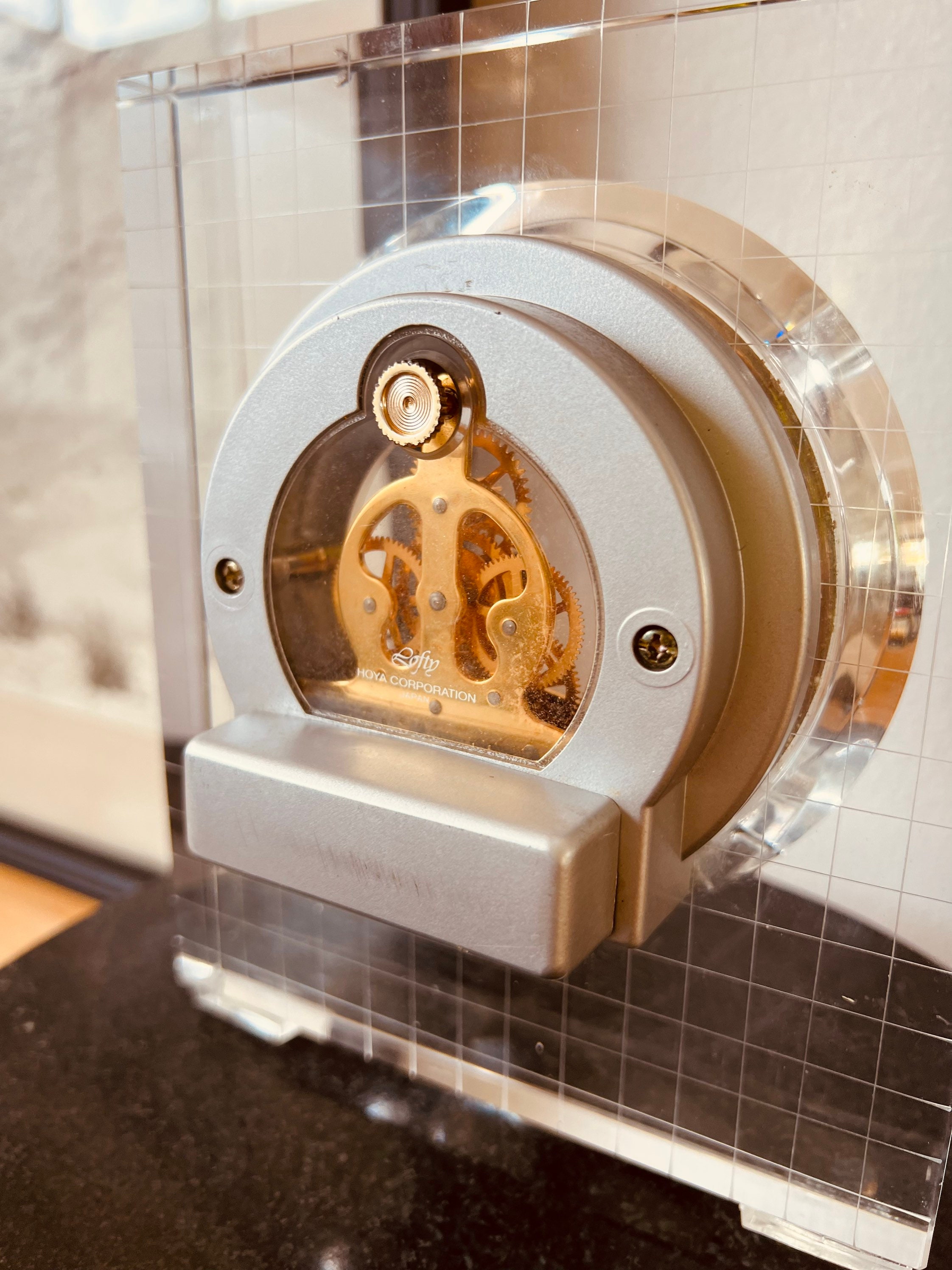 Vintage Crystal Clock / Hoya Japanese Clock / Clear Clock With Gears ...