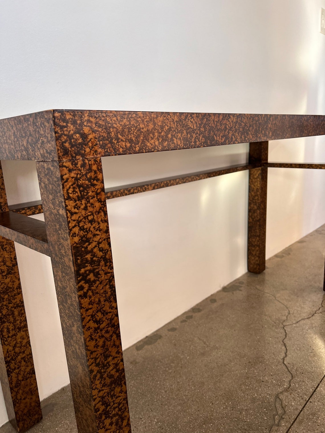 Vintage Faux Tortoise Shell Console Table / 1980s Interior - Etsy